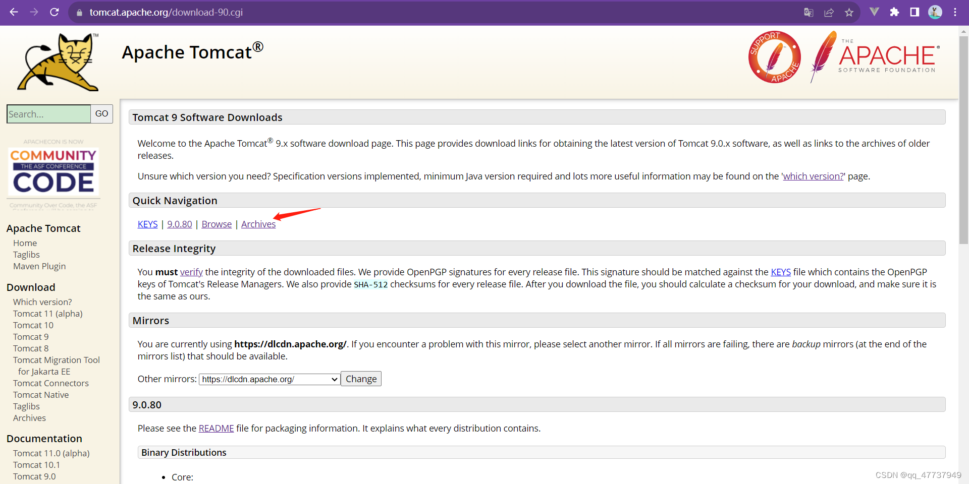 Tomcat官网下载指定版本-如linux的9.0.74版本_tomcat10官网怎么下载linux版本-CSDN博客