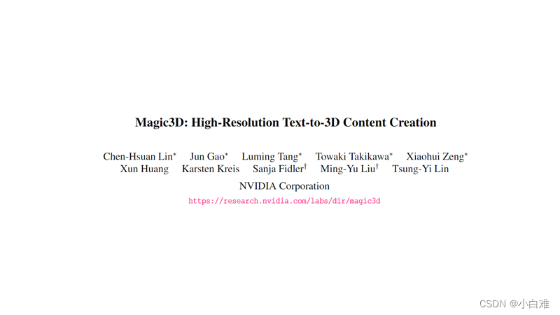 Magic3D: High-Resolution Text-to-3D Content Creation-CSDN博客