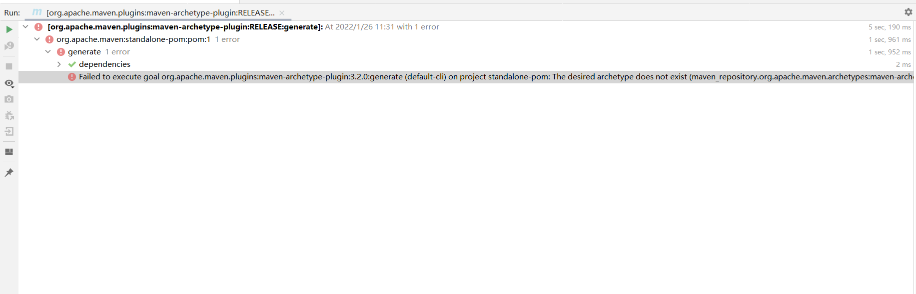 The desired archetype does not exist (maven_repository.org.apache.maven.archetypes:maven ...