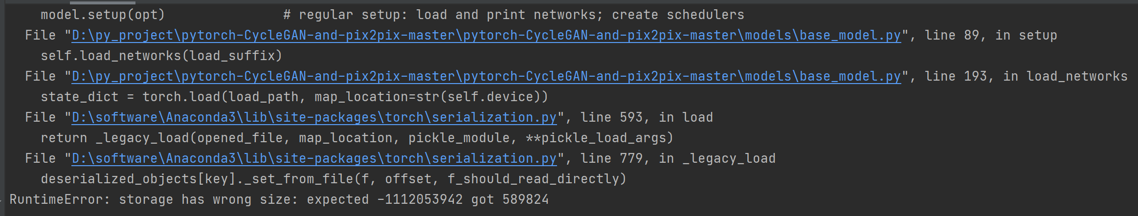 RuntimeError: storage has wrong size: expected -1112053942 got 589824_runtimeerror: storage has ...