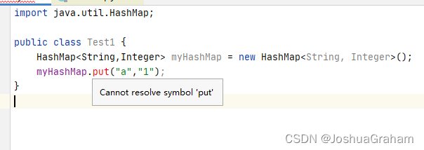 使用HashMap的put时出现Cannot resolve symbol ‘put‘错误_cannot resolve symbol 'put-CSDN博客