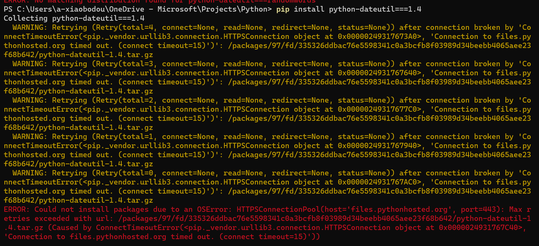 2022年4月21日：面向初学者的Python--在Python中创建和管理项目（我不会，有困难）_python-dateutil==2.8. ...