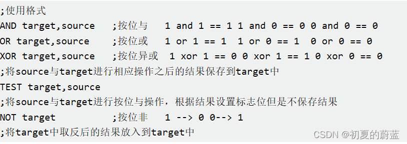 全网最详细汇编指令 位运算指令（总结）位运算汇编 Csdn博客
