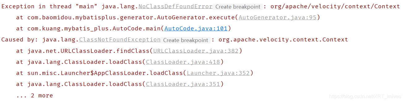 使用Mybatis-Plus代码生成器的报错解决_caused by: java.lang.classnotfoundexception: com.b-CSDN博客