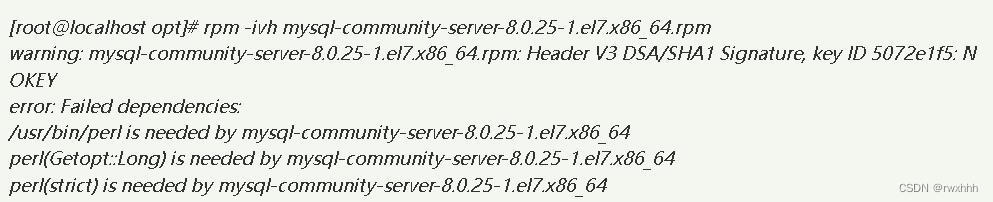Linux安装MySQL依赖检测失败/usr/bin/perl 被 MySQL-community-server-8.0.26-1.el7.x86_64 需要---解决方法_perl ...