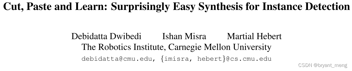 【Cut, Paste and Learn】《Cut, Paste and Learn: Surprisingly Easy Synthesis for Instance Detection ...