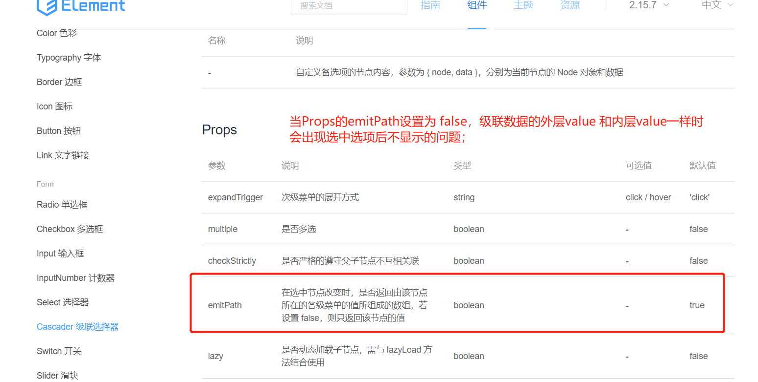 【Element-ui】Cascader 级联选择器在emitPath设置为false时，选中内容后不显示。 问题原因及解决方法-CSDN博客