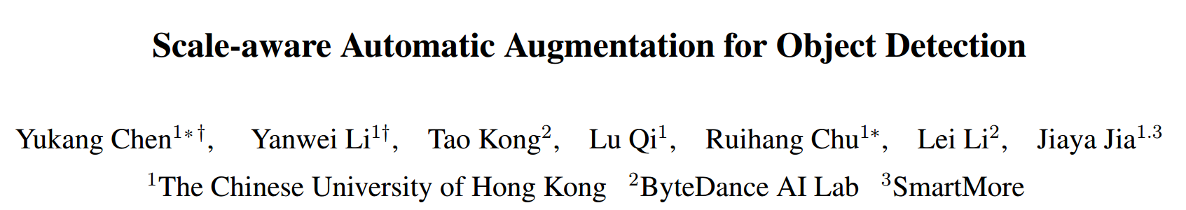论文阅读：Scale-aware Automatic Augmentation for Object Detection (CVPR 2021)_请翻译这篇文献:scale-aware ...