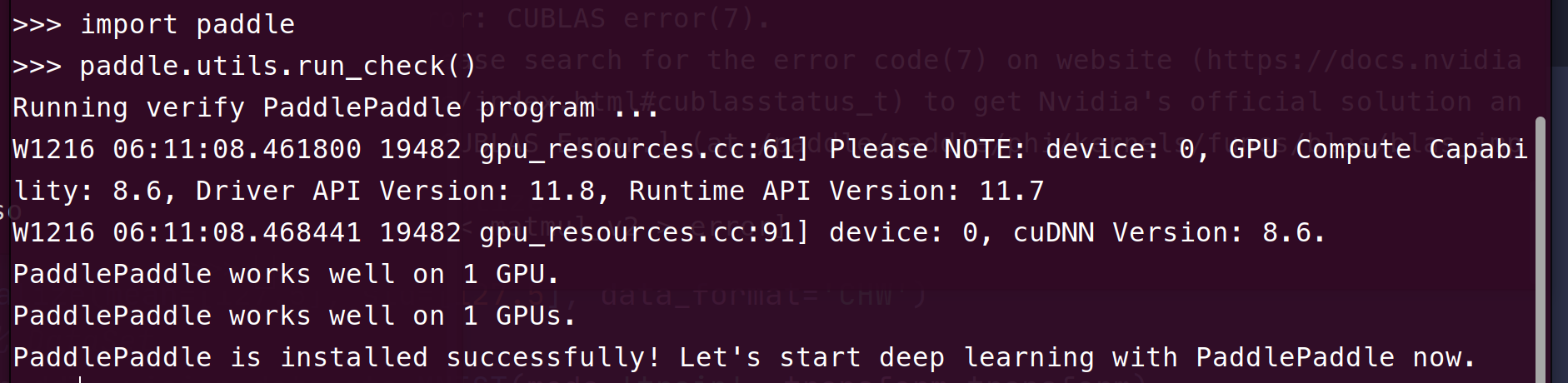 安装百度飞桨Paddlepaddle-GPU，解决不能在jupyter notebook中使用等问题_externalerror: cublas error(7)-CSDN博客