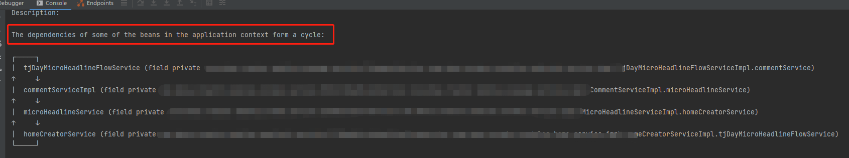 The dependencies of some of the beans in the application context form a cycle resolve circular ...