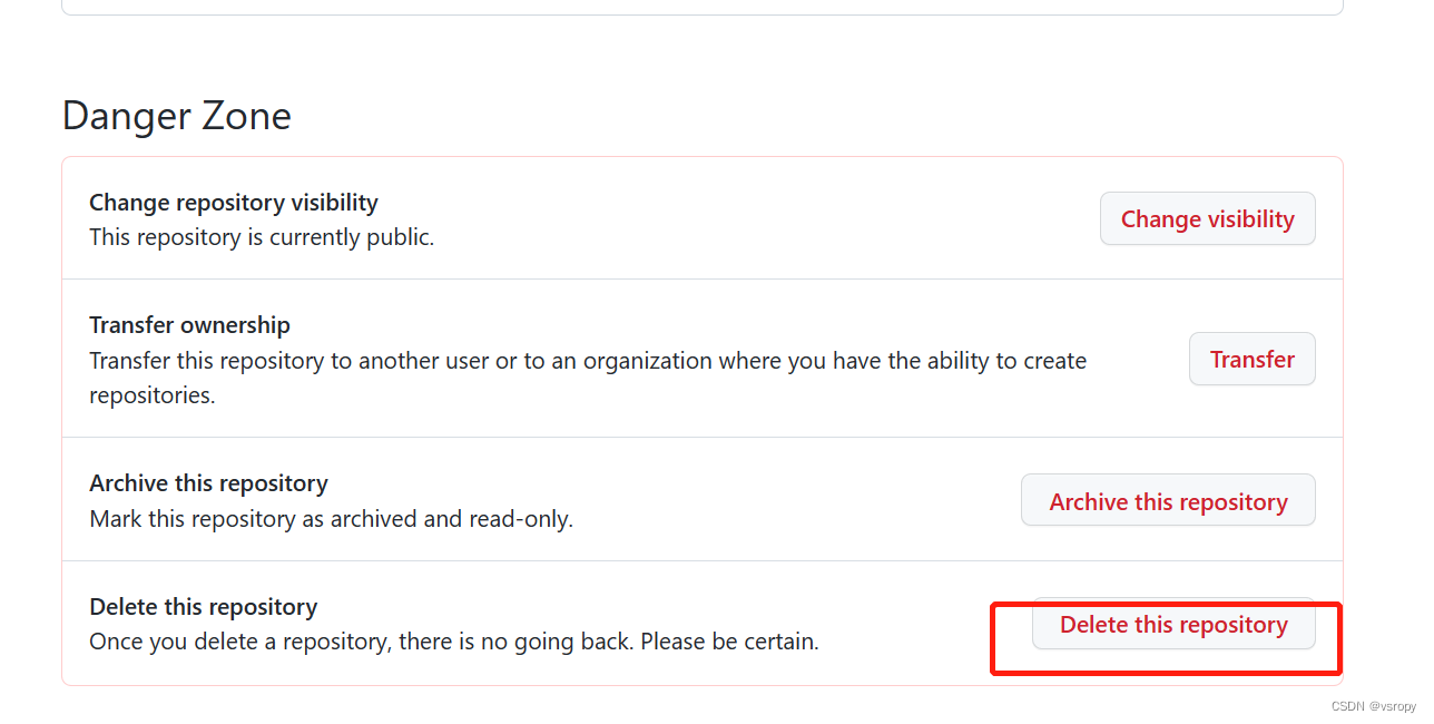 GitHub删除自己的repository_git 删除repo-CSDN博客