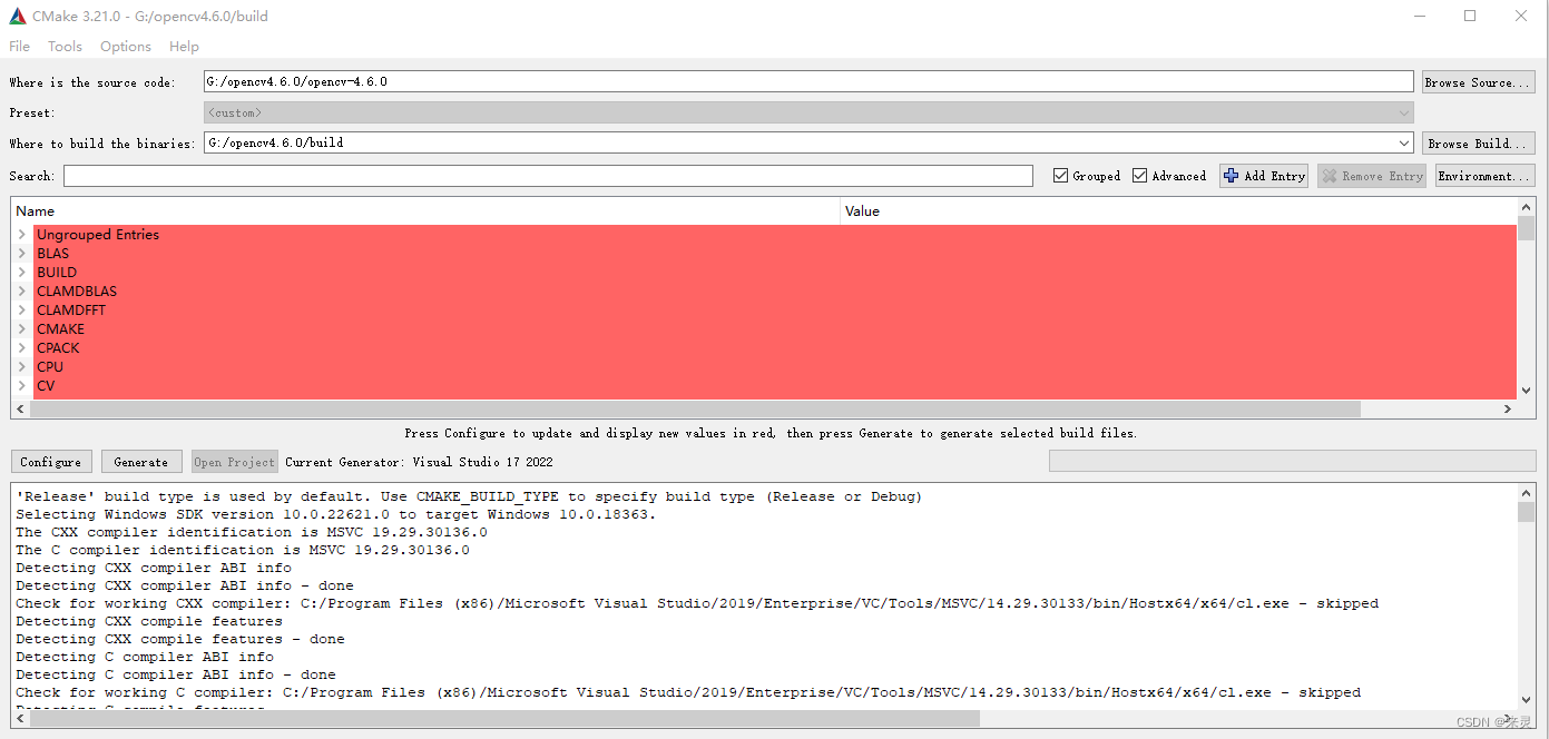 Windows系统CMake编译Opencv4.6.0源码，支持contrib库_opencv4.6对应的cmake版本-CSDN博客