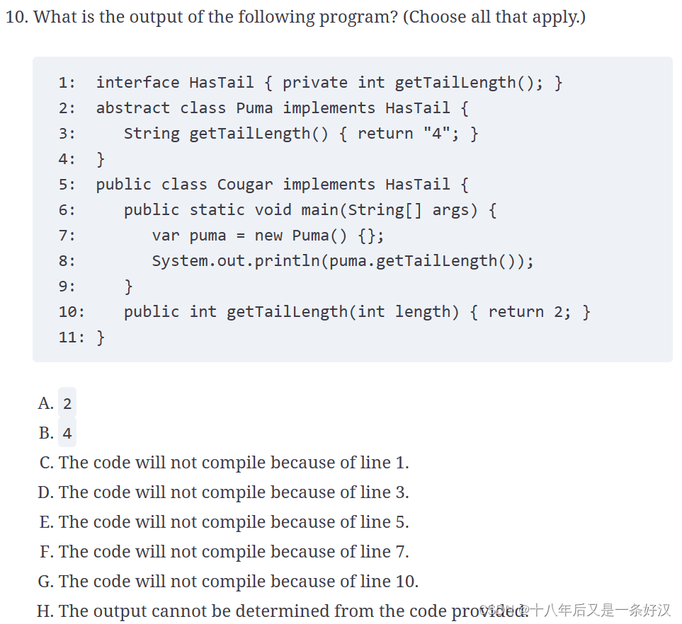 OCP Java17 SE Developers 评估测试题_java ocp exam questions and answers-CSDN博客