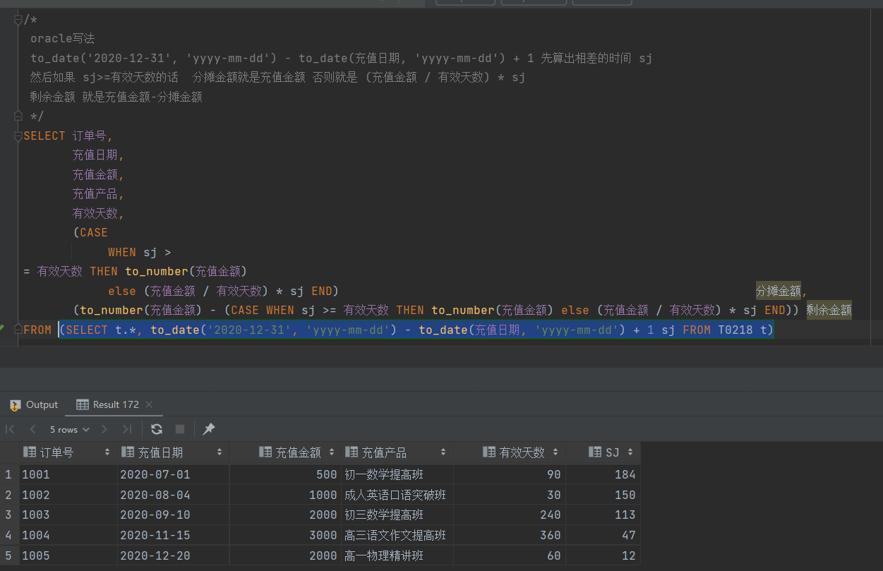 Sql每日一题20210218根据财务的需求，根据充值日期、有效天数和充值金额分摊到2020年最后一天每日一题f1019 Sql游戏充值 Csdn博客