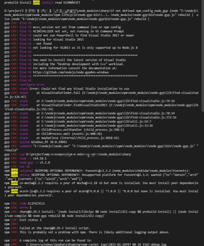 msvs_version not set from command line or npm config_msvs version not set from command line or ...