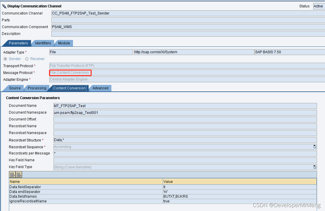 Sap Pipo File2soap 发送方使用content Conversion将文本格式转换为xml格式sap Po File Csdn博客