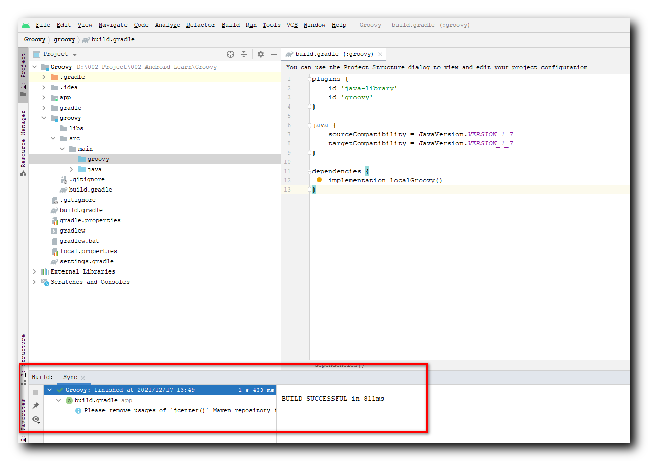 【Groovy】Android Studio 中创建 Groovy 工程 ( 创建 Android Studio 工程 | 创建并改造 Java 依赖库 | 编写 Groovy 代码并运行 ...