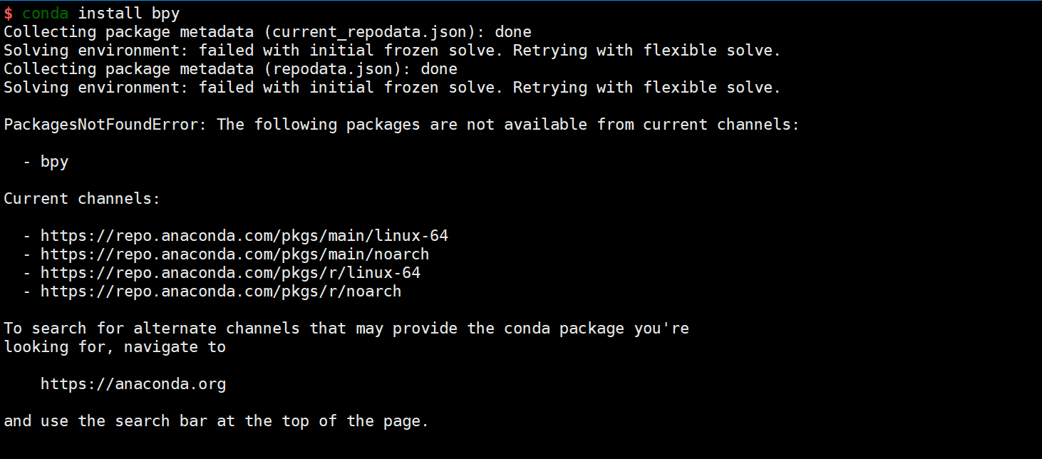 bpy(python)无法安装 pip&conda都无法install linux系统（pip install bpy）_python bpy模块怎么安装-CSDN博客