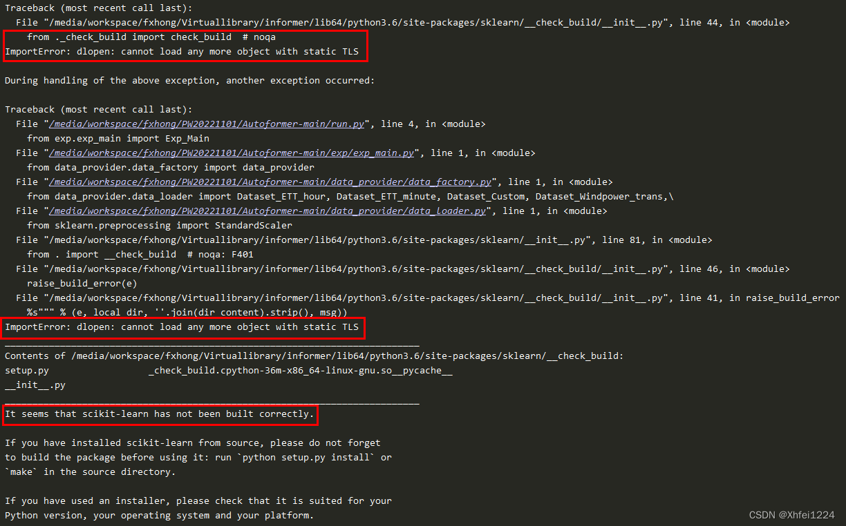 sklearn 报错ImportError: dlopen: cannot load any more object with static TLS-CSDN博客