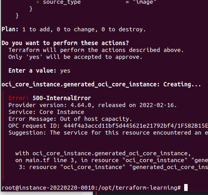 Ubuntu/Linux Terraform oci 一键脚本抢购 甲骨文Oracle VM.Standard.A1.Flex 4个OCPU，24 GB 内存的vps_可用性域 ad-1 中 ...
