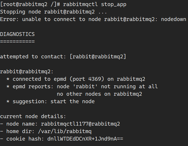 rabbitmq停止错误Stopping node rabbit@xxx ... Error: unable to connect to node rabbit@xxx: nodedown ...