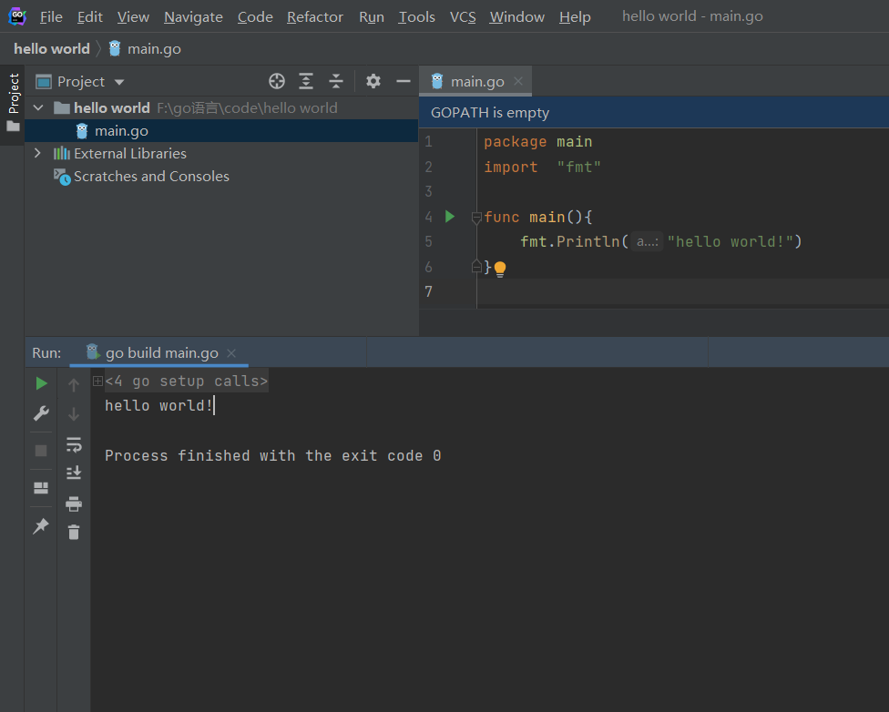 自学golang【第三章：第一个go语言程序】使用goland创建第一个go程序，main函数与init函数，使用go实现运行windows命令，实现cmd的数据输出_goland main ...