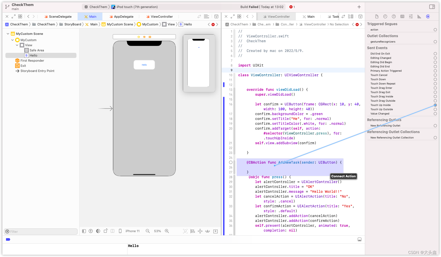 Xcode 绑定按钮点击事件xcode添加按钮事件 Csdn博客