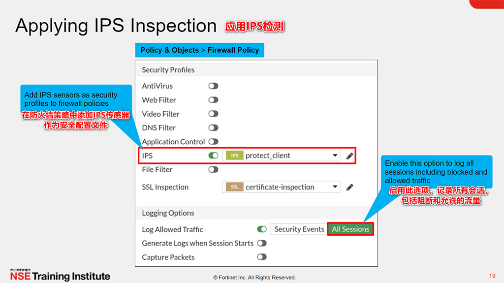 教程篇(7.0) 11. FortiGate安全 & 入侵防御和拒绝服务 Fortinet 网络安全专家 NSE 4_fortiguard入侵 ...