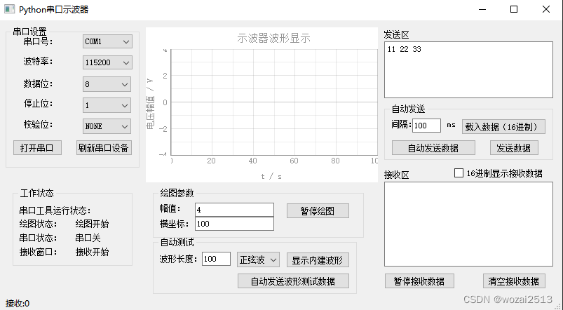 基于pyqtgraph及pyqt5的python的简易串口示波器,动态显示串口数据波形基于qt5的示波器显示 Csdn博客