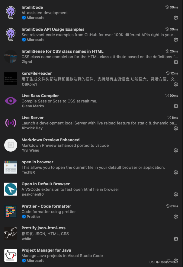 vs code setting.json的配置 + vs code 插件截图（灰色是下载了但是没有启用的_vscode插件灰色-CSDN博客