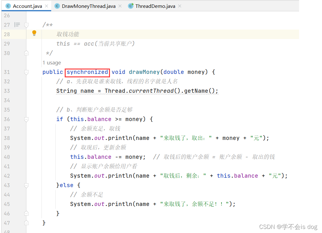 99 Java的多线程：安全问题、模拟线程安全问题案例：取款；同步、同步代码块、同步方法、同步锁java 提现功能可能会出现的问题 Csdn博客