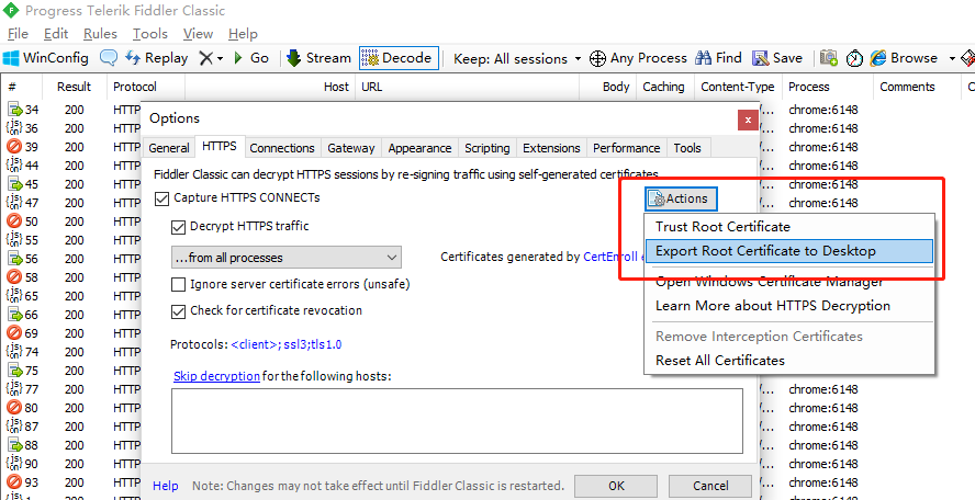 Fiddler抓取https协议数据包及配置FiddlerRoot证书_fiddlerroot.cer-CSDN博客