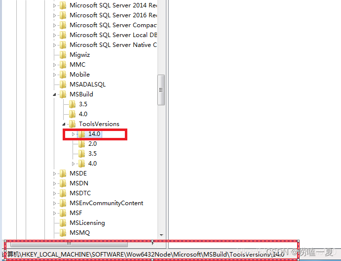 MSBUildToolsPath is not specified for the ToolsVersion “14.0“ defined at “HKEY_LOCAL_MACHINE ...
