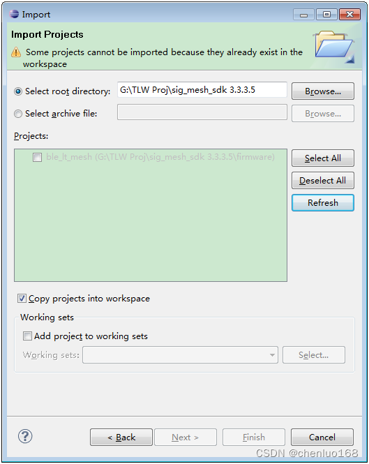 关于telink Ide 打开工程时显示some Projects Cannot Be Imported Because They Already Exist In The Workspace