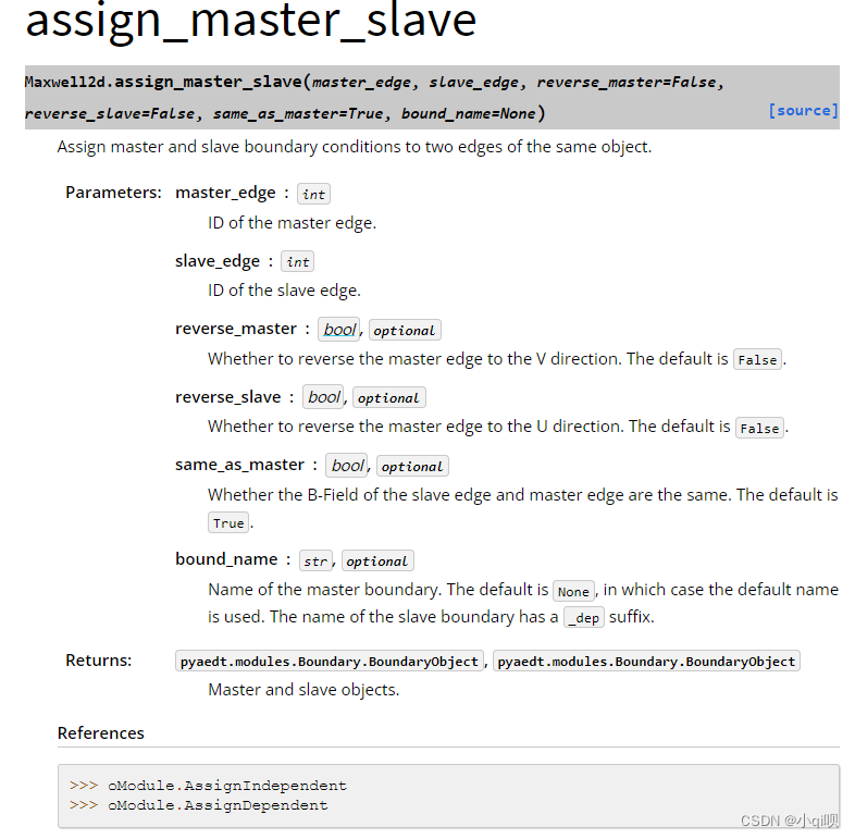 【pyaedt.Maxwell2d.assign_master_slave】-CSDN博客