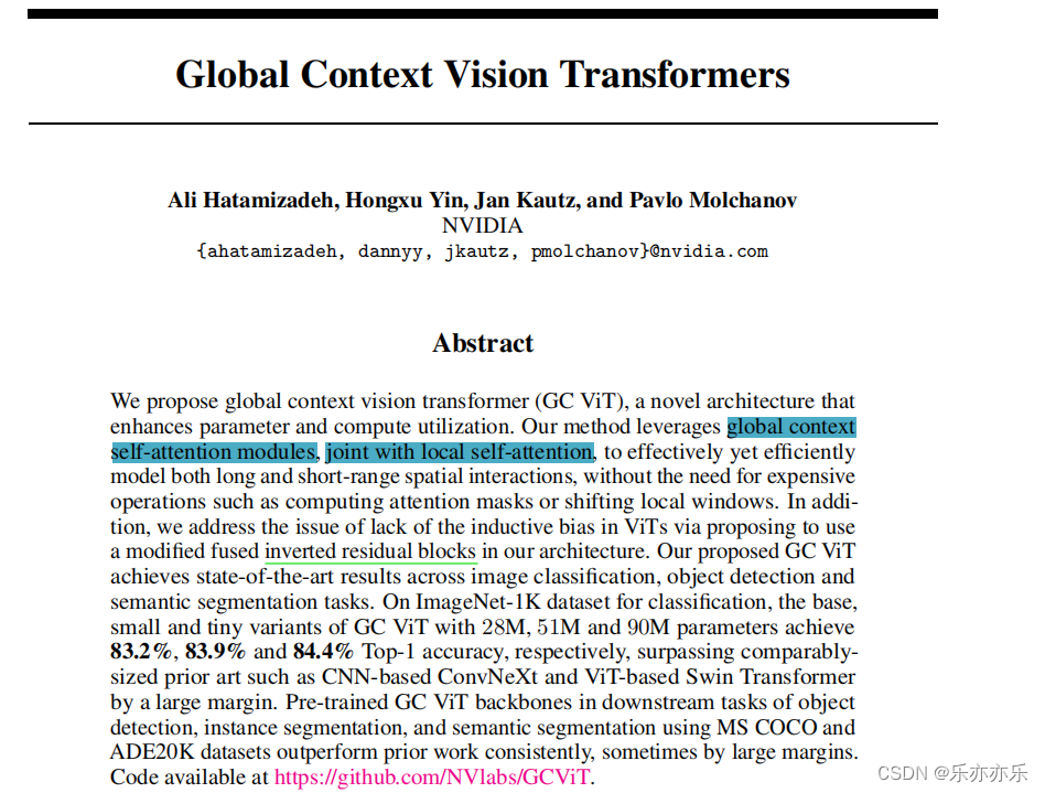【Transformers论文】Global Context Vision Transformers_gcvit-CSDN博客