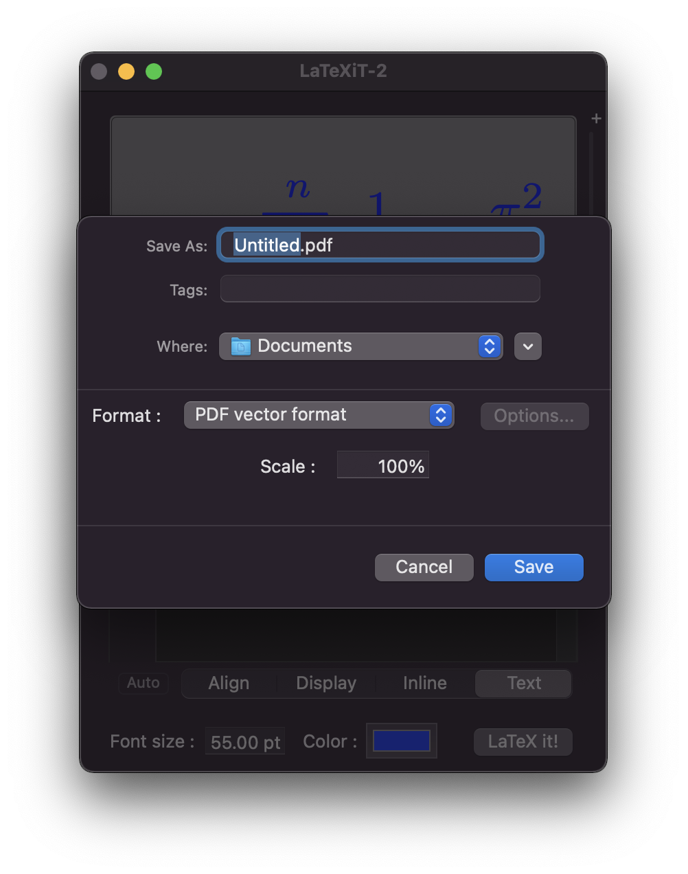 「MacTeX 小笔记」如何使用 LaTeXiT，以及导出一个数学公式图片-CSDN博客