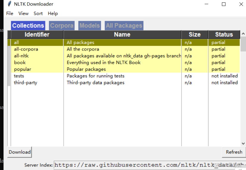 解决 Nltkdownload 出现的 Error 11004 Getaddrinfo Failed错误nltkdownloader提示【errno 11004