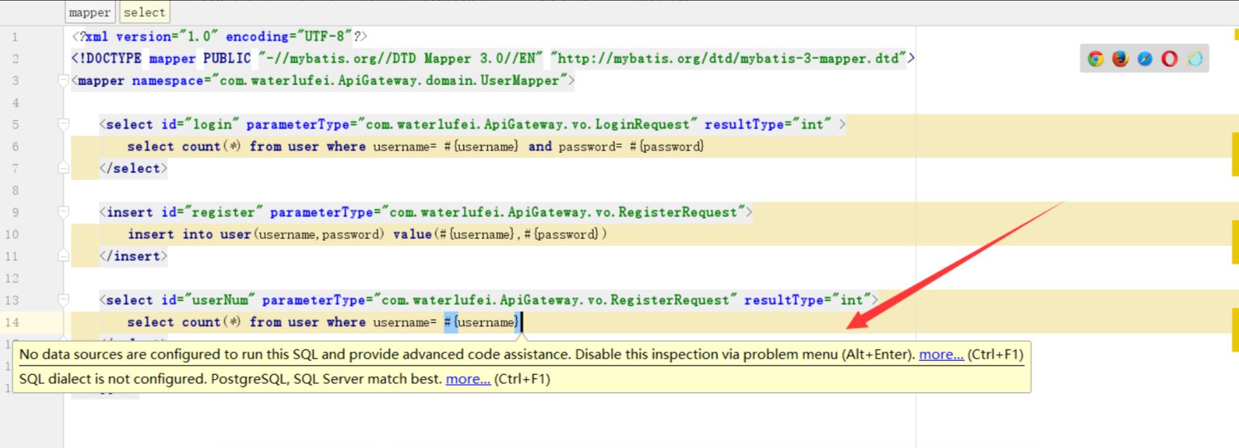 解决IDEA SSM项目sql文件打开提示No data sources are configured to run this SQL and provide advanced code ...
