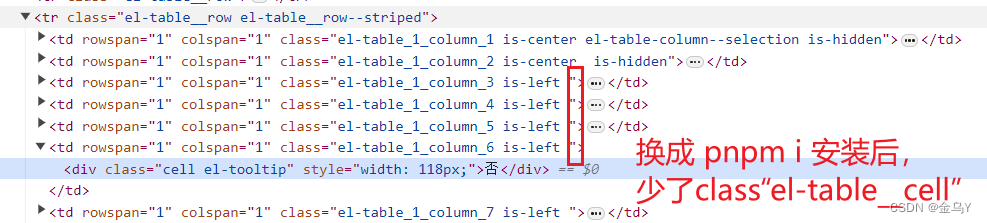 记录 npm i 换成 pnpm i 后，导致element表格align等属性不生效，el-table样式错乱，少了class “el-table__cell“的问题 ...