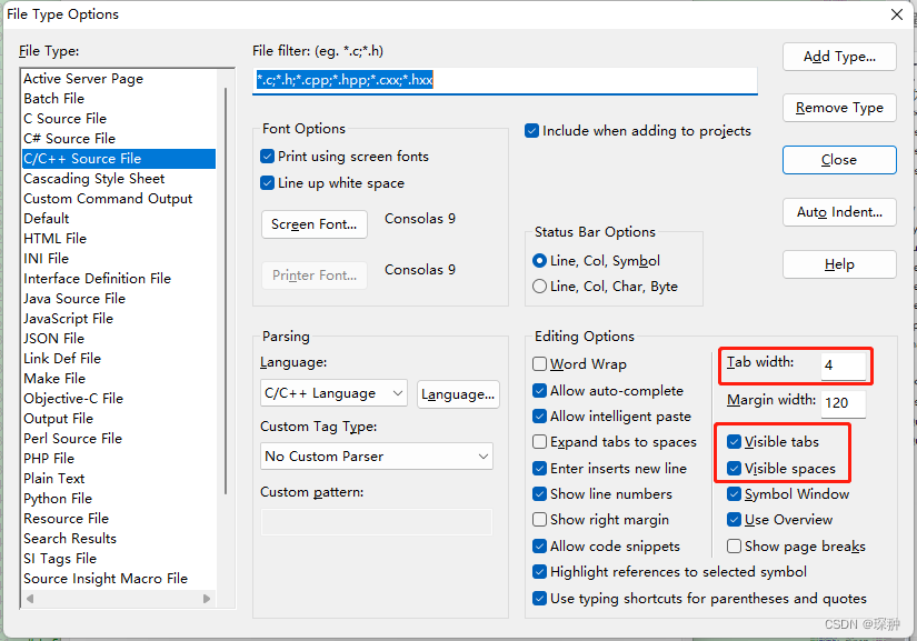 source insight 4.0对齐提示设置_sourceinsight换行自动对齐-CSDN博客