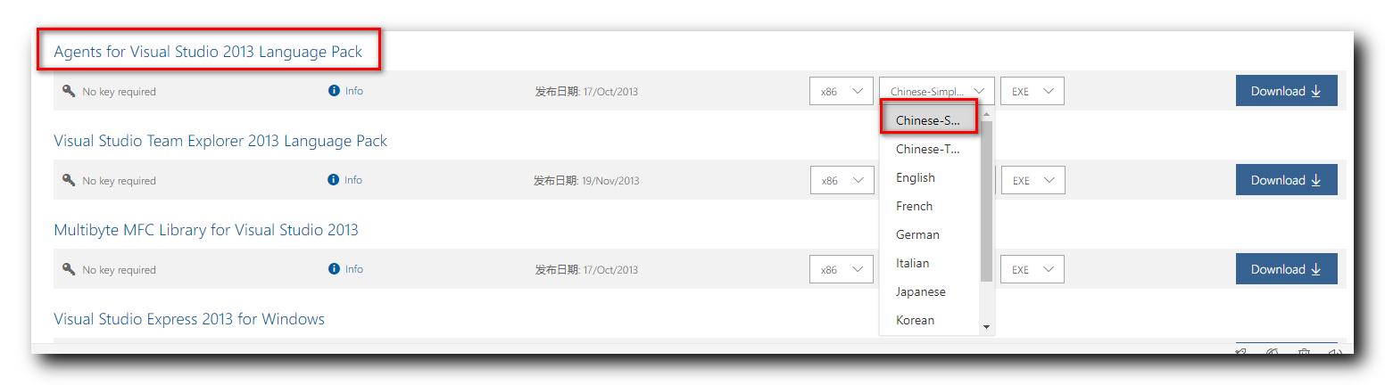 【开发环境】为 Visual Studio Community 2013 版本安装中文语言包 ( 安装 Test Agents 2013 ...