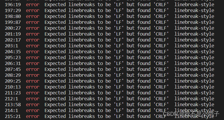error Expected linebreaks to be ‘LF‘ but found ‘CRLF‘ linebreak-style_error expected linebreaks ...