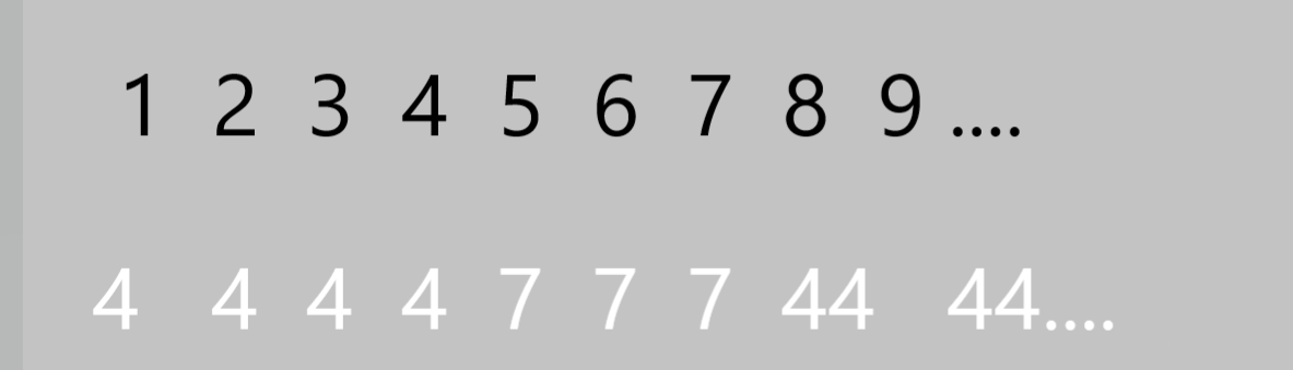 CF121A Lucky Sum（codeforces C++)_super lucky number是只含有 44,77 且 44 的位数 ...