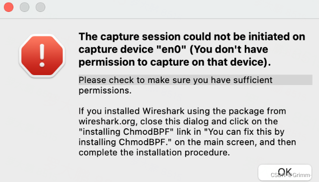 wireshark安装报错：Capture session could not be initiated win&mac解决办法_wireshark权限不够-CSDN博客
