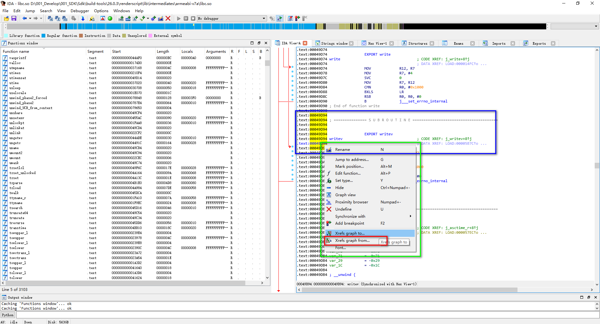 【Android 逆向】IDA 工具使用 ( 函数窗口 Function window | 创建引用图 Xrefs graph to | 创建调用图 Xrefs graph from ...