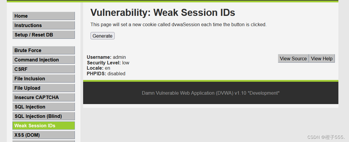 DVWA------Weak Session IDs（弱会话IDs）_dvwa weak session ids-CSDN博客