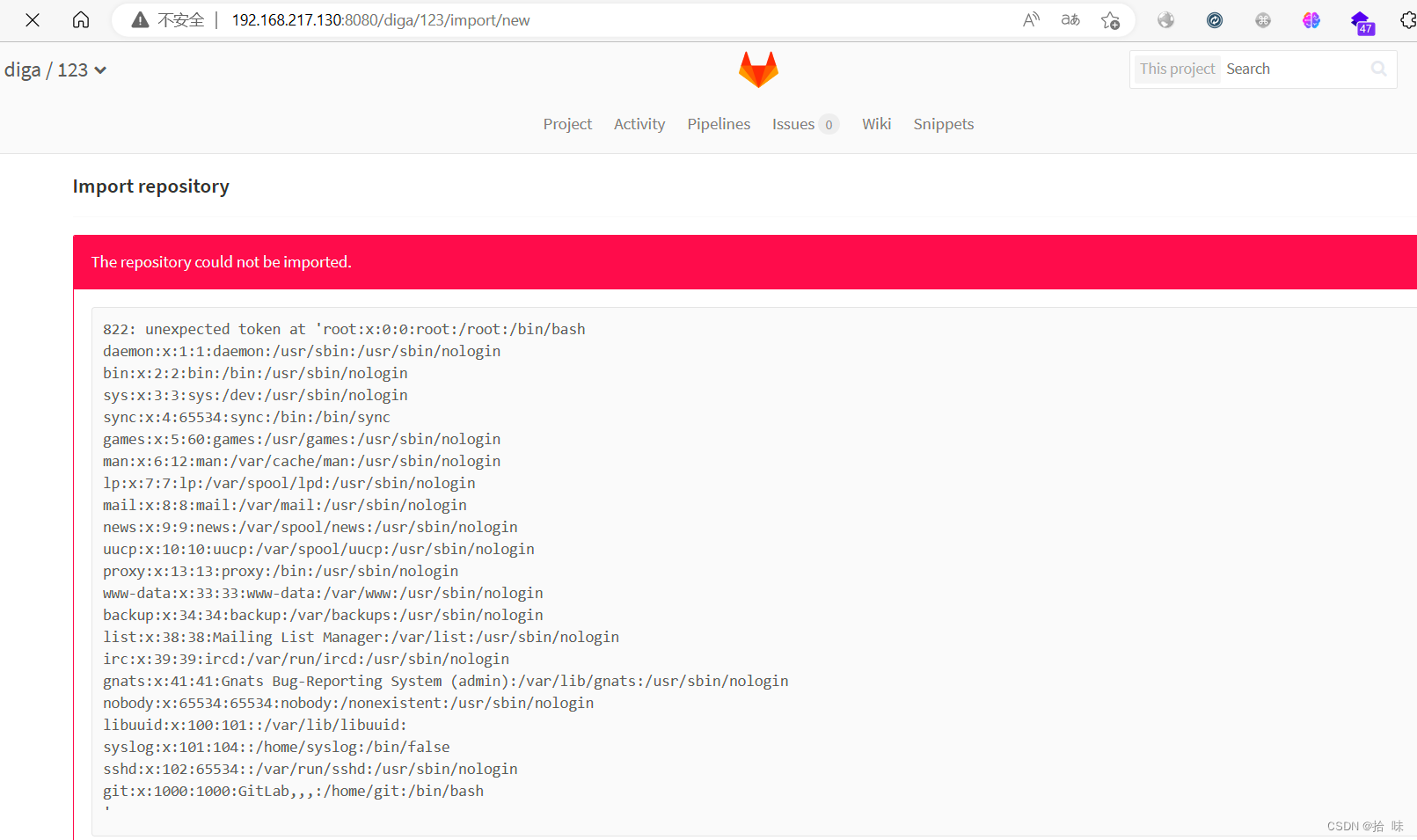 Gitlab 文件读取 (cve 2016 9086)gitlab任意读取文件 Csdn博客