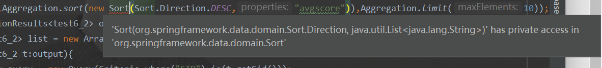 ‘Sort(org.springframework.data.domain.Sort.Direction, java.util.List＜java.lang.String＞)‘ has ...